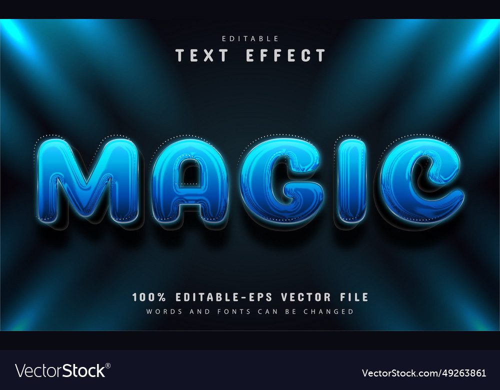 Blue magic text effect editable Royalty Free Vector Image