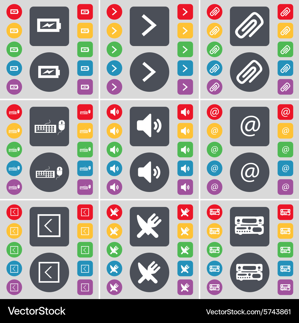 Charging arrow right clip keyboard sound mail Vector Image