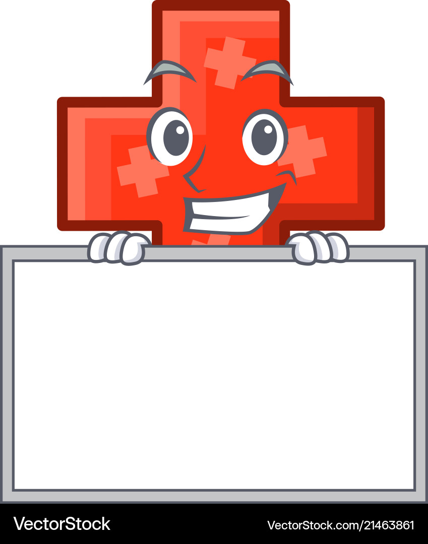 Grinning with board cross character cartoon style Vector Image