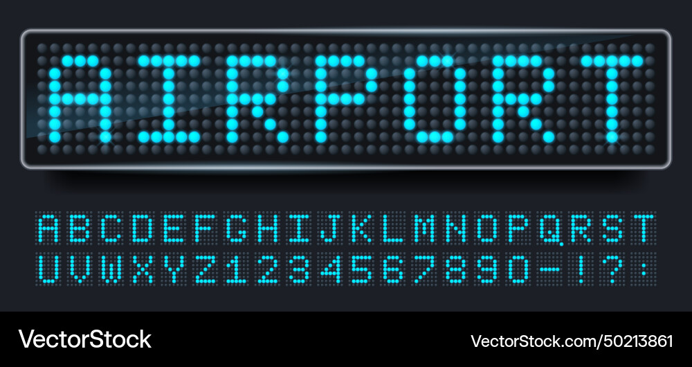 Led screen font digital sign board letters Vector Image