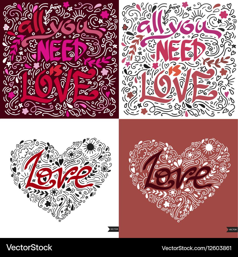 Love postcard lettering ink modern brush Vector Image