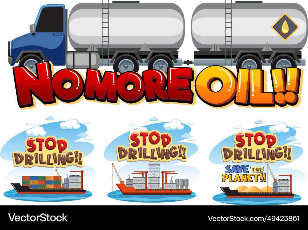 Stop drilling oil a cartoon Royalty Free Vector Image