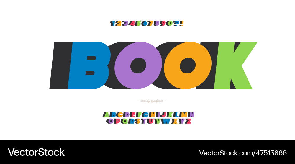 Book font 3d bold style modern typography Vector Image