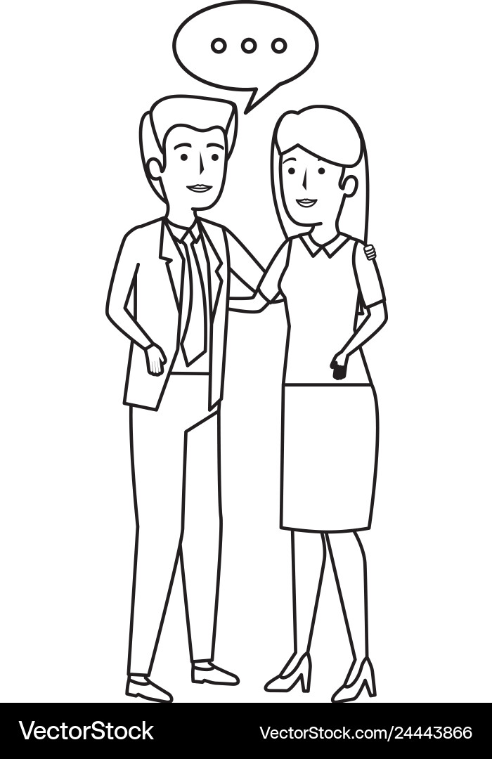 Business couple talking avatars characters Vector Image