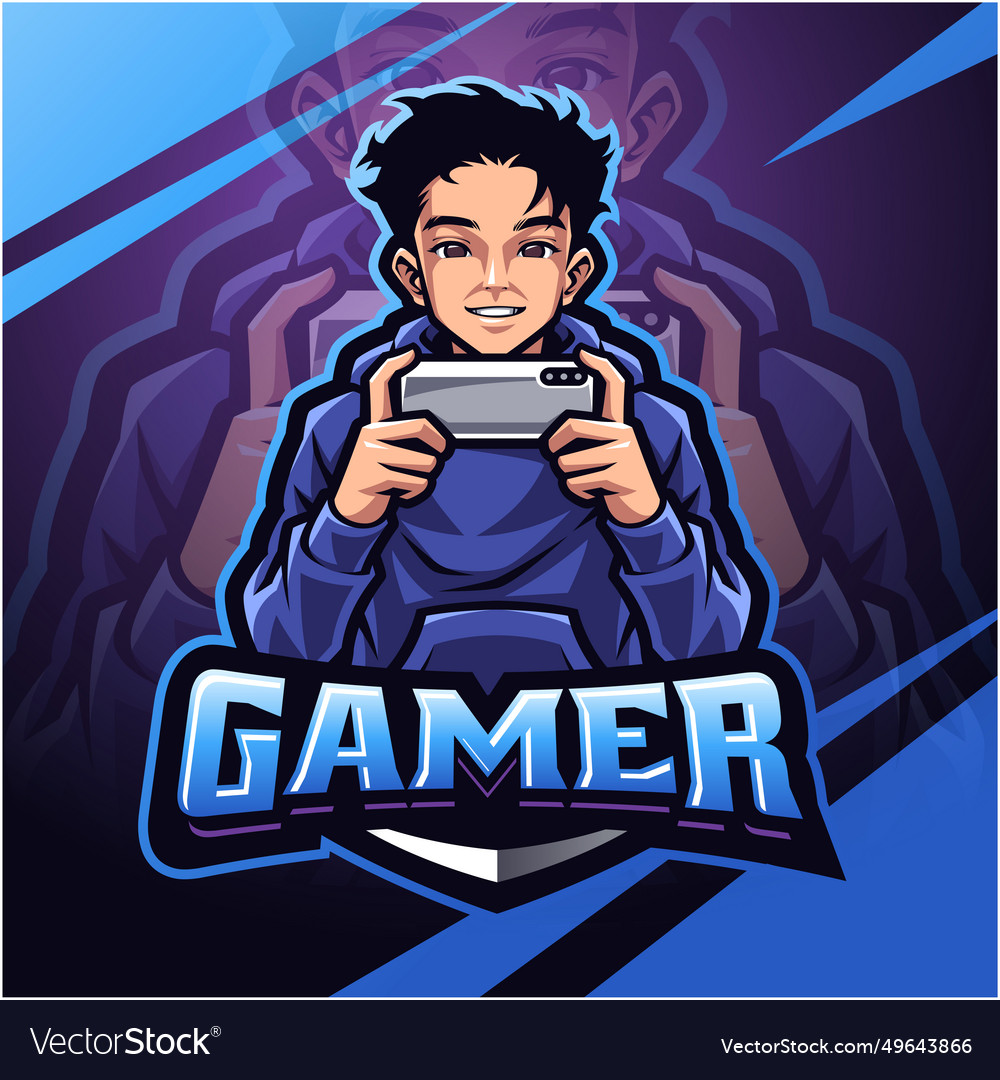 Gamer esport mascot logo design Royalty Free Vector Image