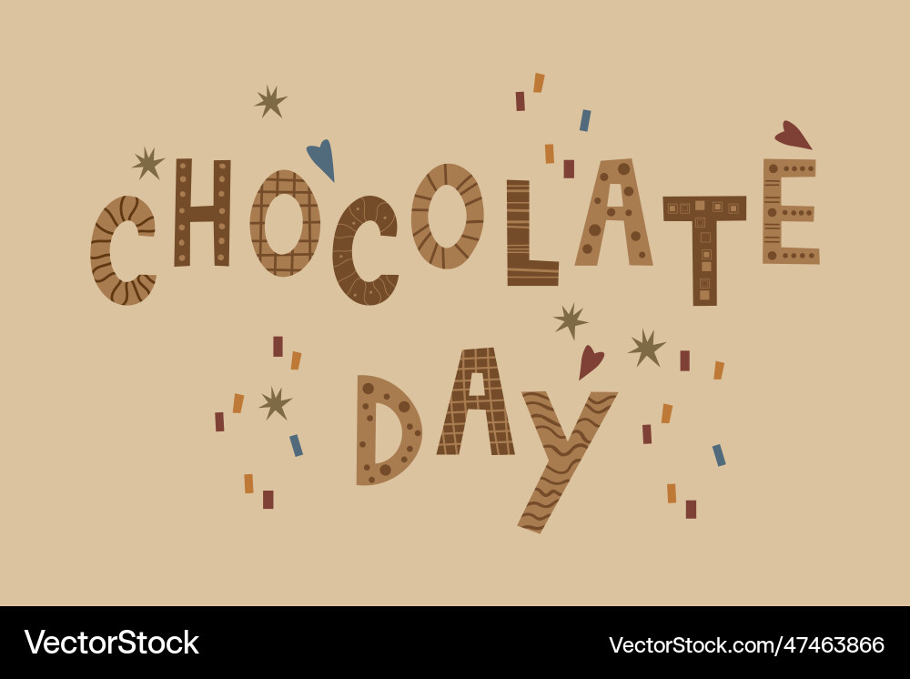Happy chocolate day handwritten text i Royalty Free Vector