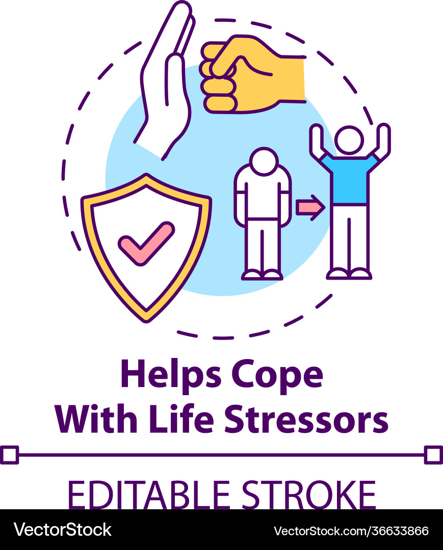 Helps cope with life stressors concept icon Vector Image