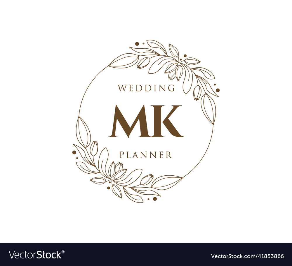 Mk initials letter wedding monogram logos Vector Image