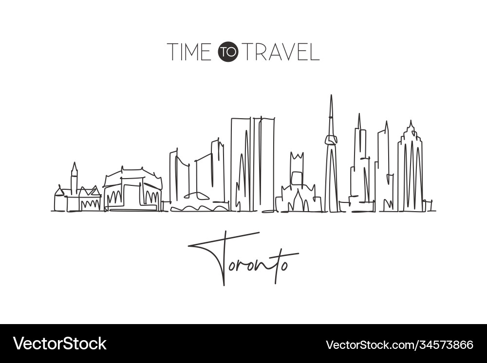 One single line drawing toronto city skyline Vector Image