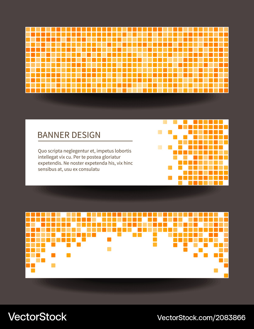 Set of pixel banners on dark background Royalty Free Vector