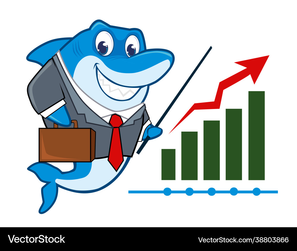Shark fish insurance cartoon Royalty Free Vector Image