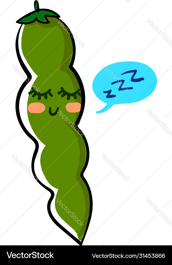 Sleeping bean on white background Royalty Free Vector Image