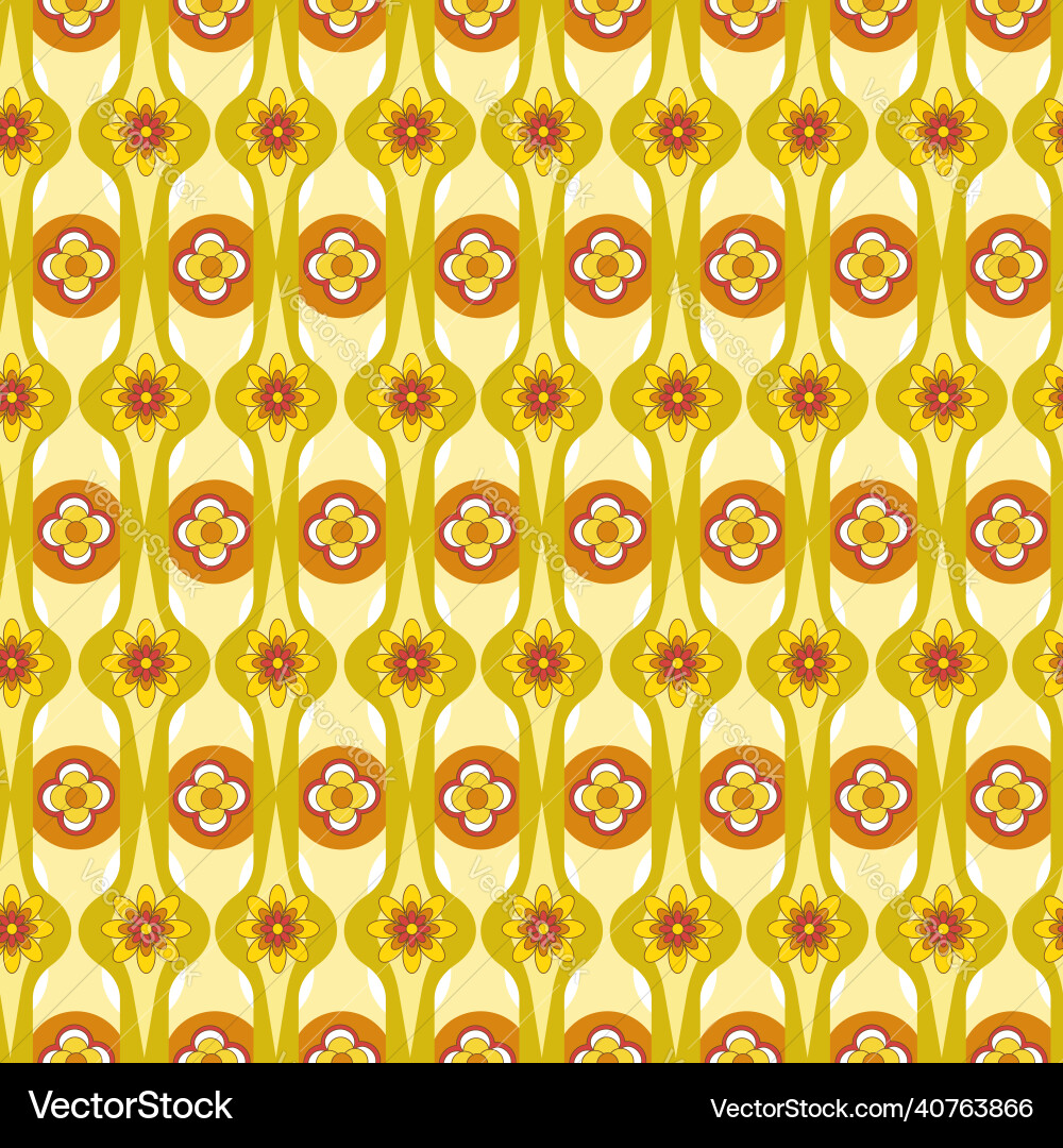 Stylish retro hippie pattern from the 70s floral Vector Image