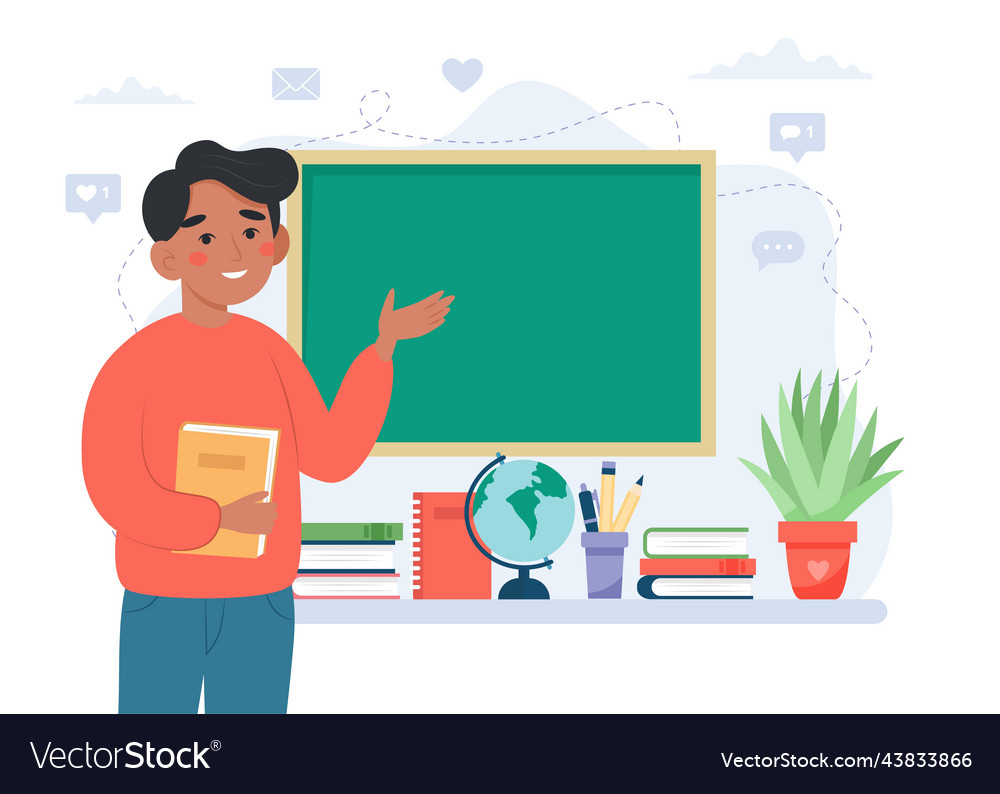 Teacher in classroom school and learning concept Vector Image