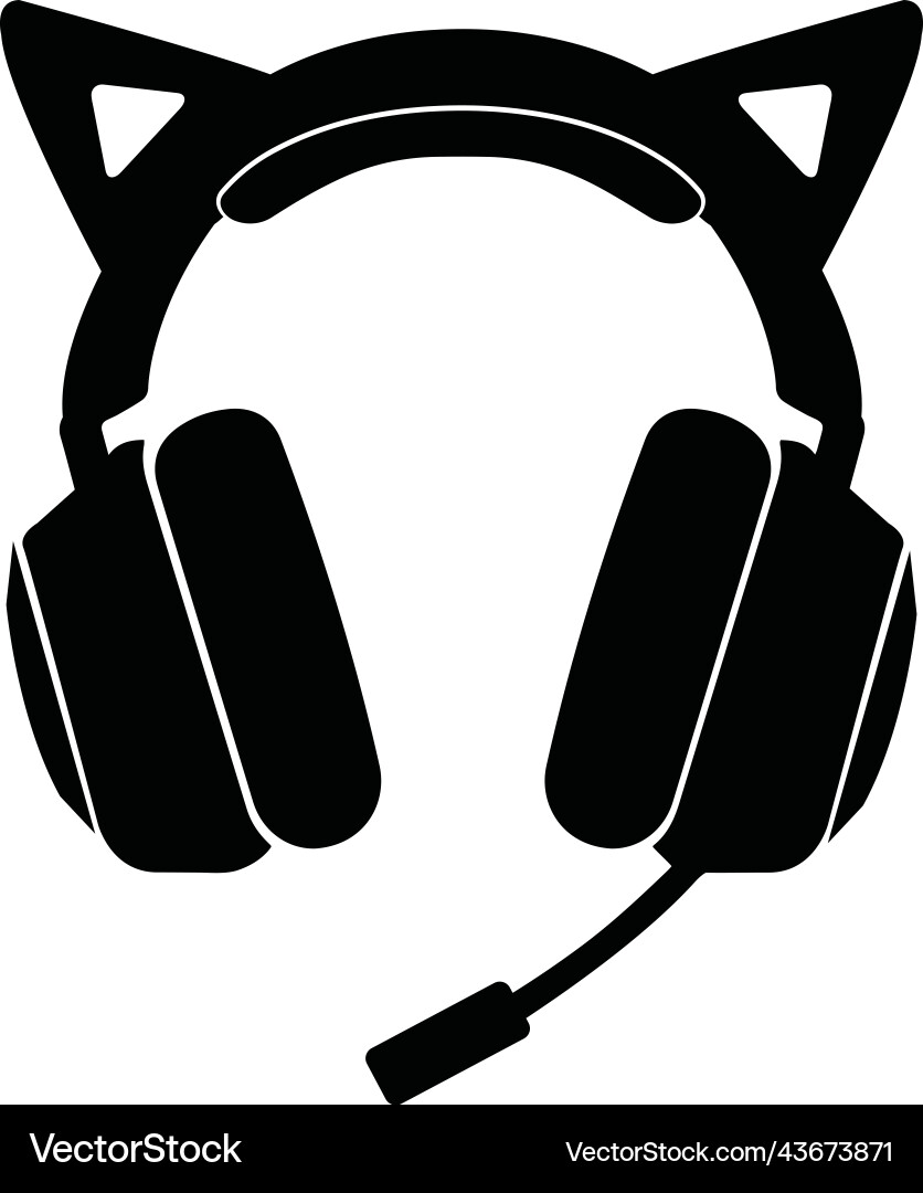 Cat headset gaming head set gamer streamer video Vector Image