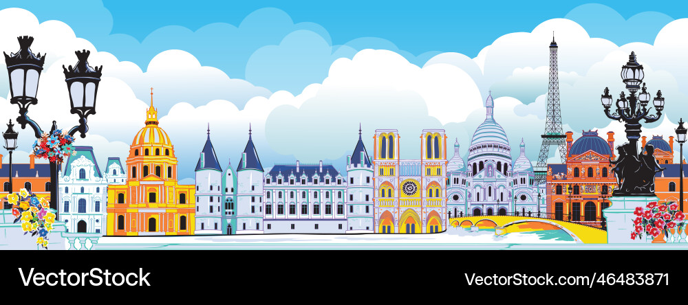 Cityscape of old paris Royalty Free Vector Image