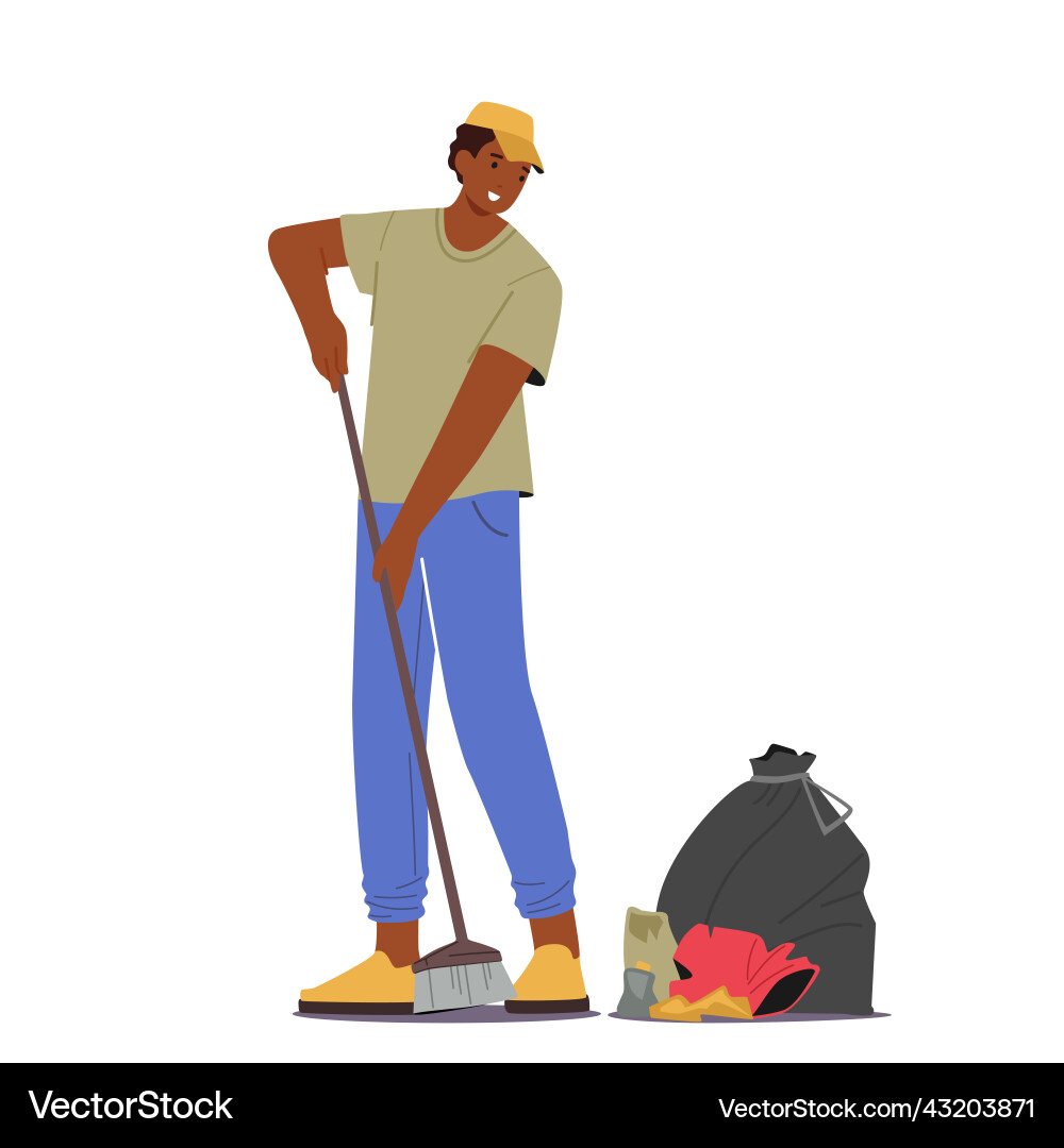 Cleaning service activity concept janitor male Vector Image