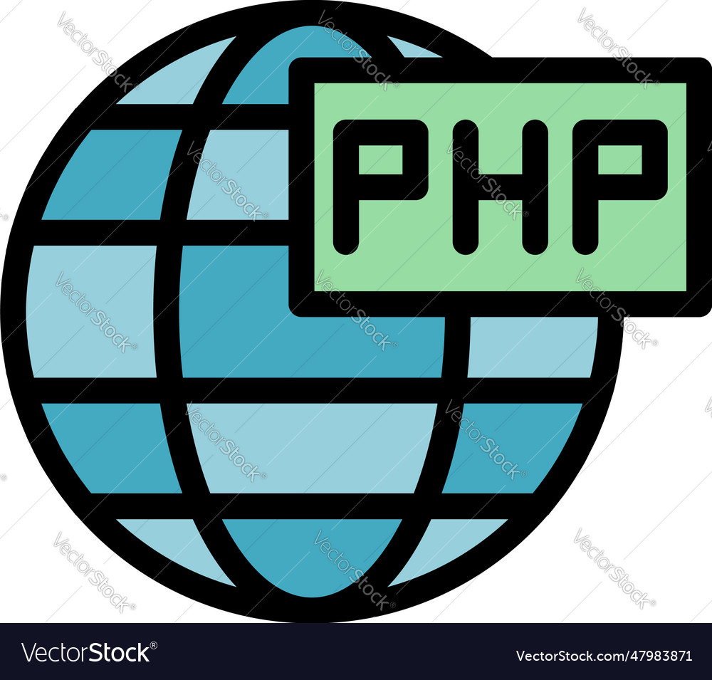 Global php icon flat Royalty Free Vector Image