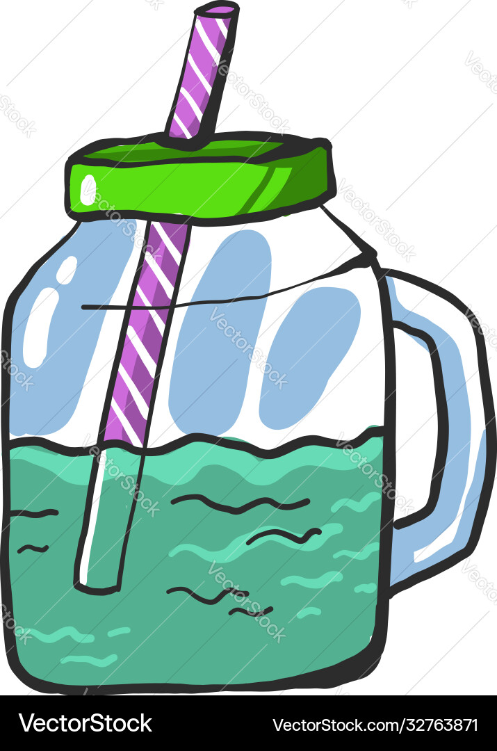 Green juice in jar on white background Royalty Free Vector