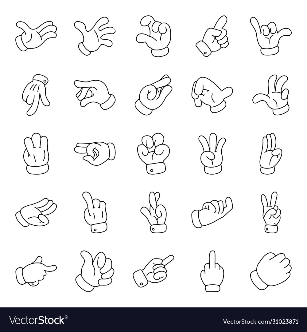 Hand signals line editable Royalty Free Vector Image