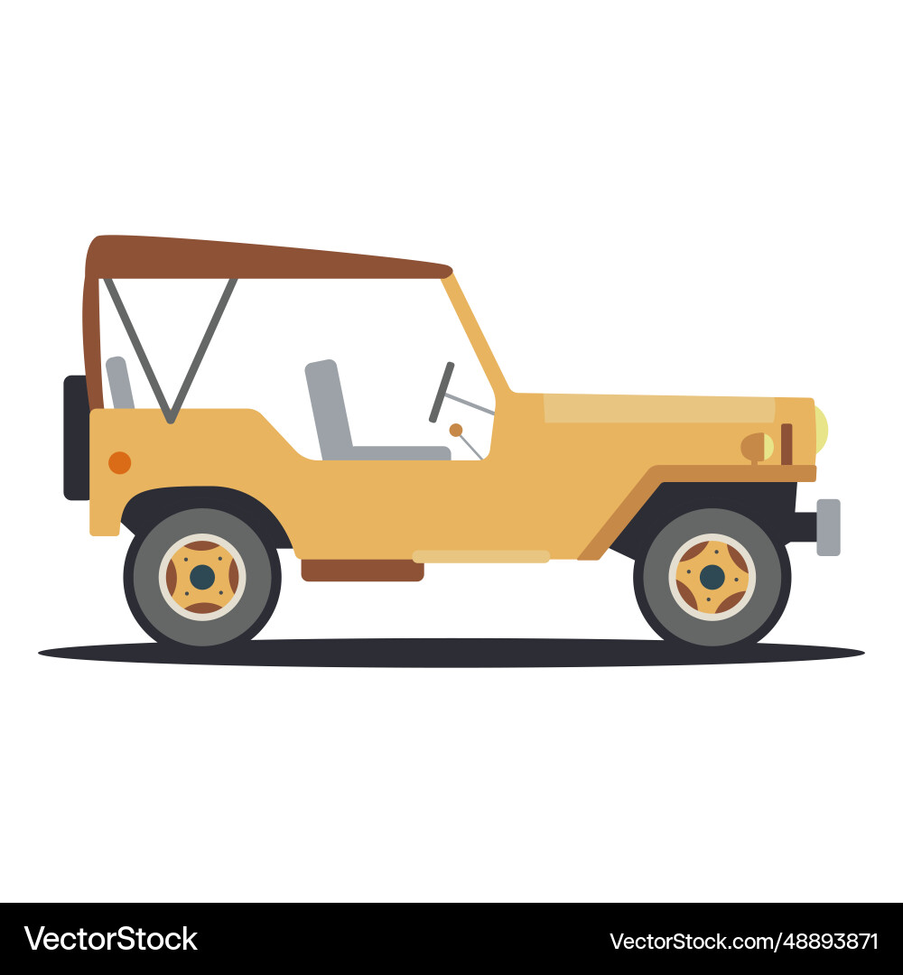 Jeep vehicle car body wheel flat Royalty Free Vector Image