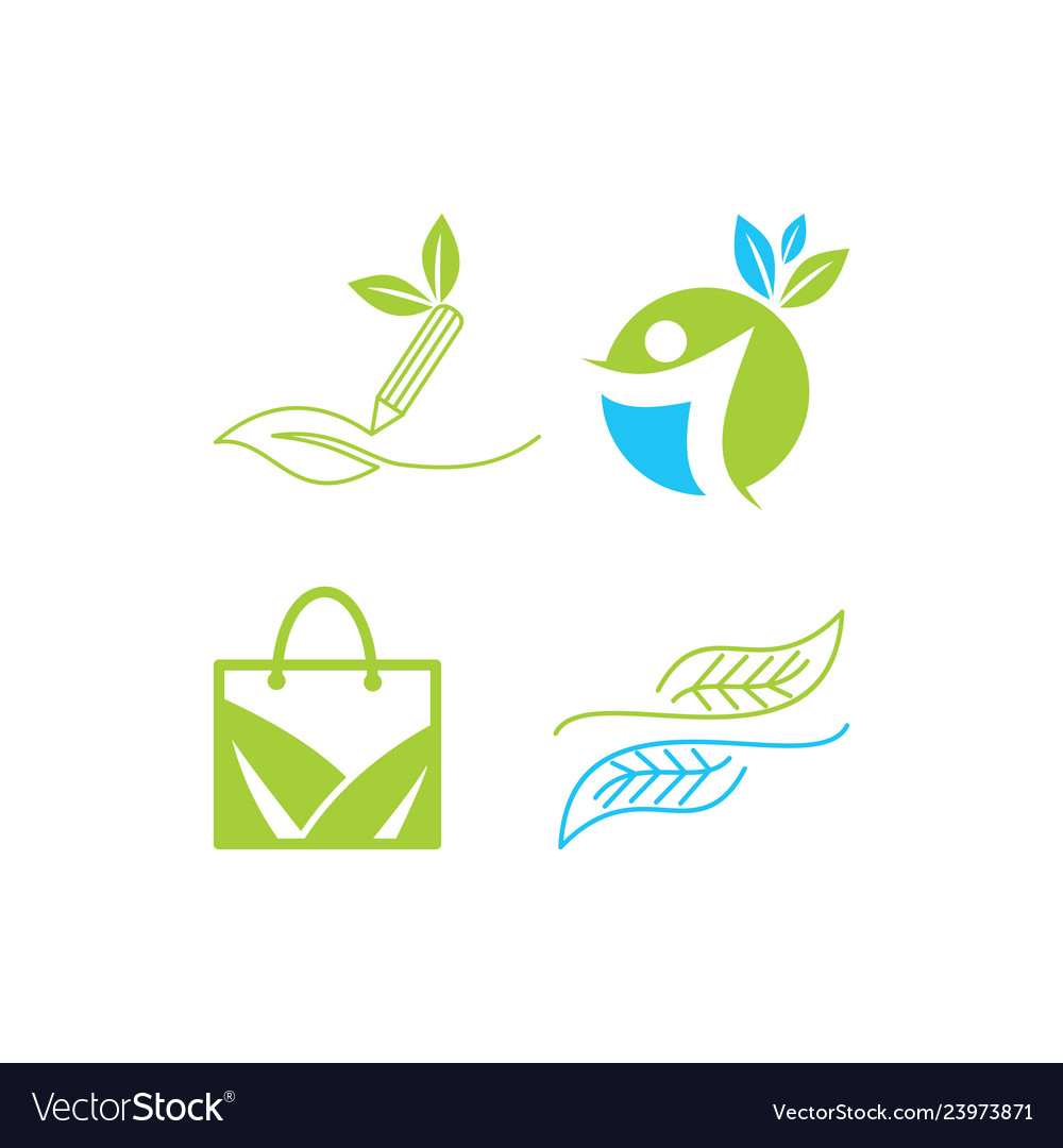 Leaf logo design template set Royalty Free Vector Image