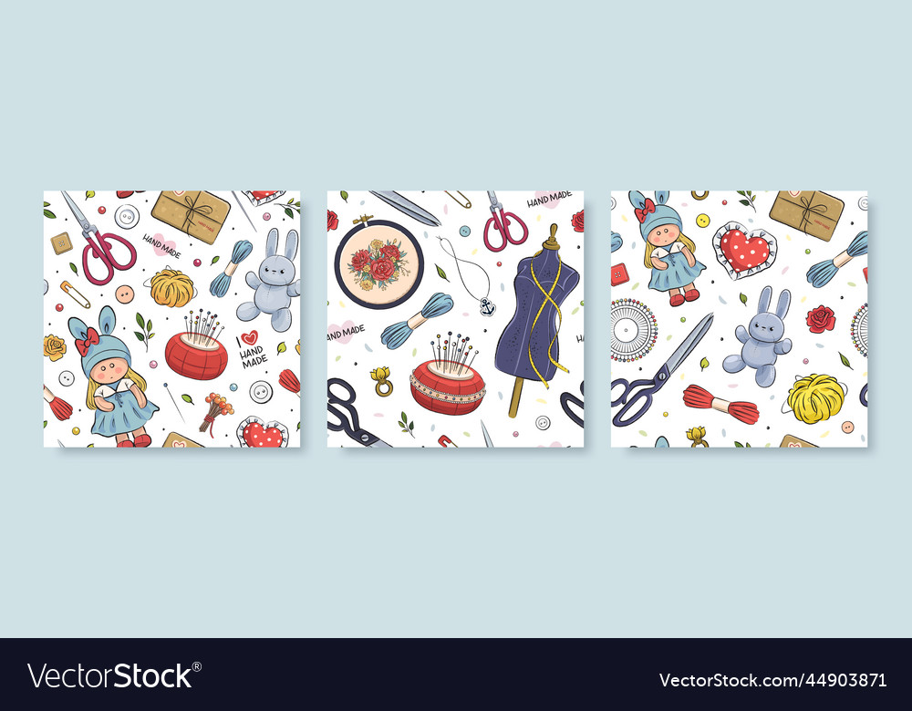 Seamless pattern with sewing handmade elements Vector Image