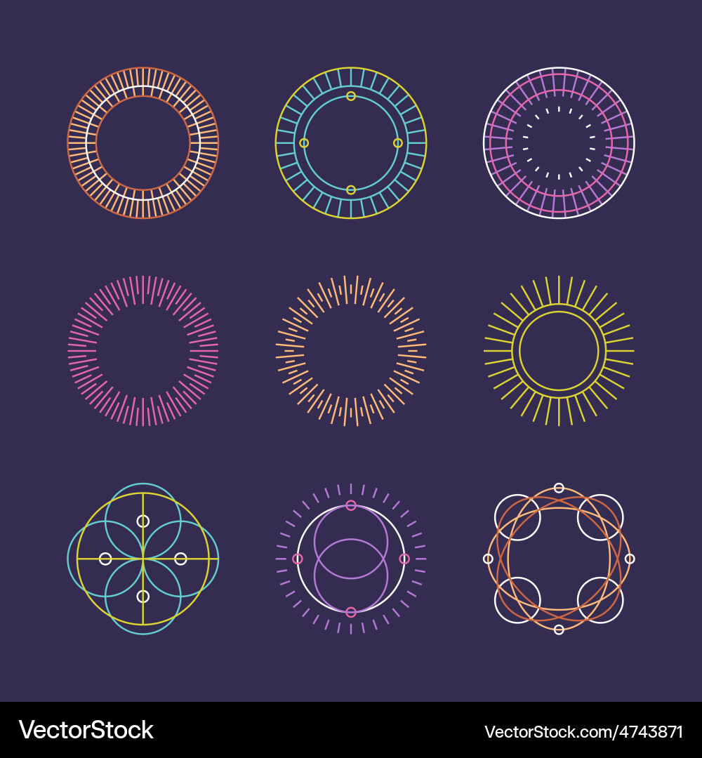 Set of minimal geometric vintage frames Royalty Free Vector