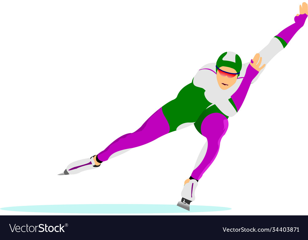 Speed skating runner 3d Royalty Free Vector Image