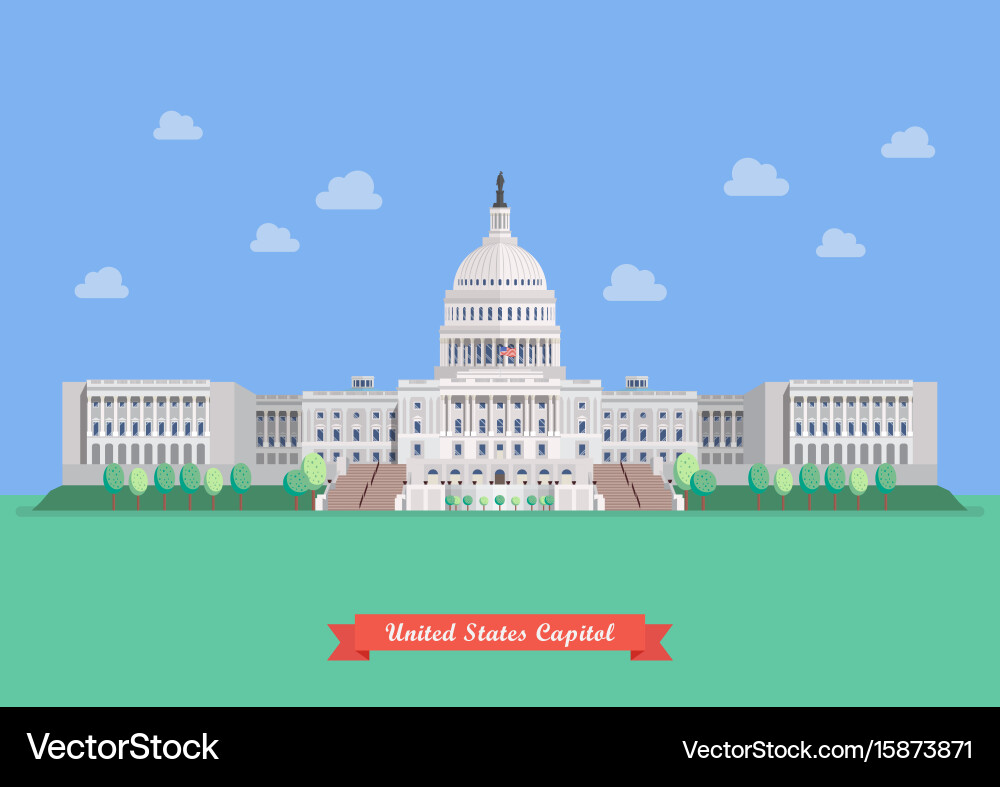 United states capitol in flat style design Vector Image