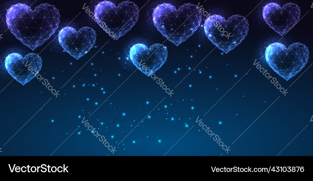 Abstract futuristic glowing low polygonal heart Vector Image