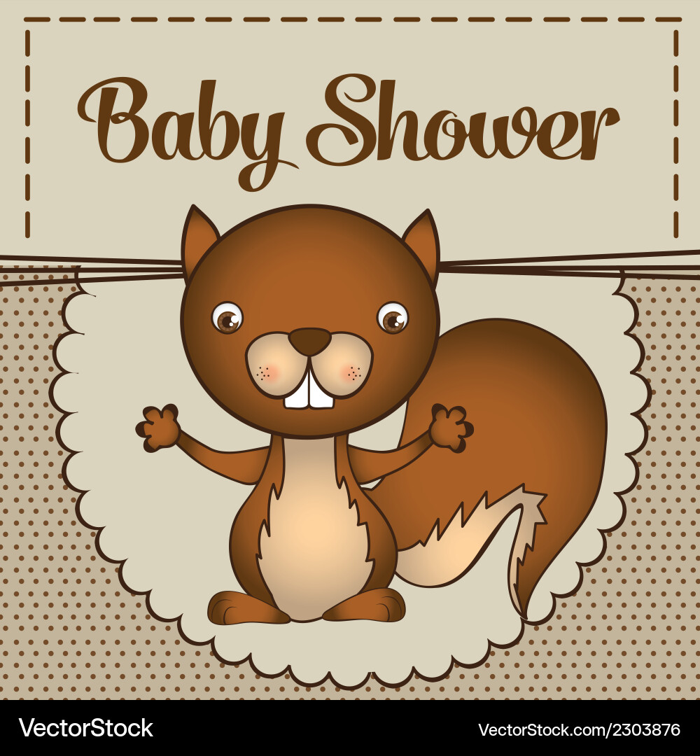 Baby shower invitation with a cute squirrel Vector Image