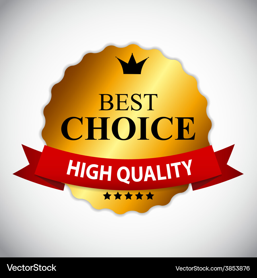 Best choice golden label with ribbon Royalty Free Vector