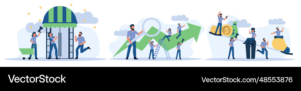 Business people with money analytics financial Vector Image