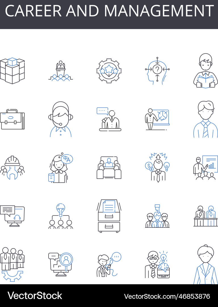 Career and management line icons collection e Vector Image