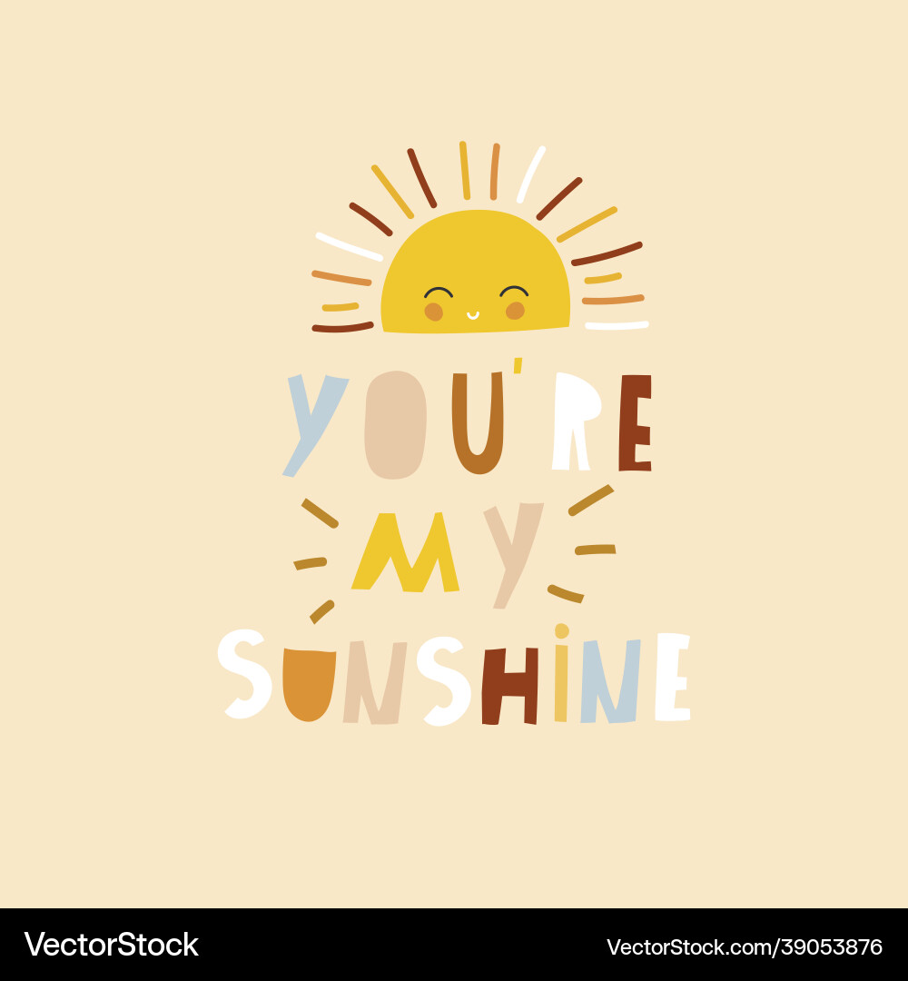 Cartoon sun character with hand drawn lettering Vector Image