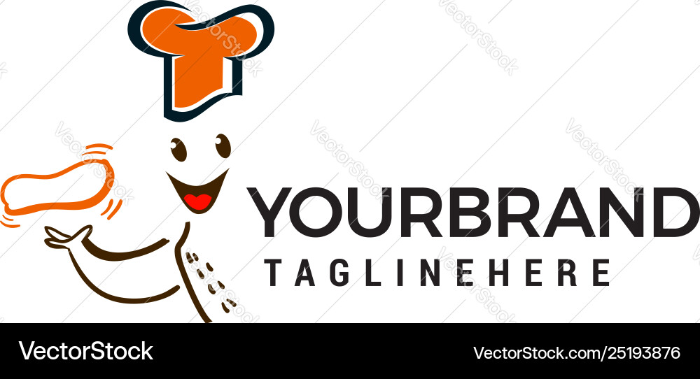 Chef with food in hand logo design concept Vector Image