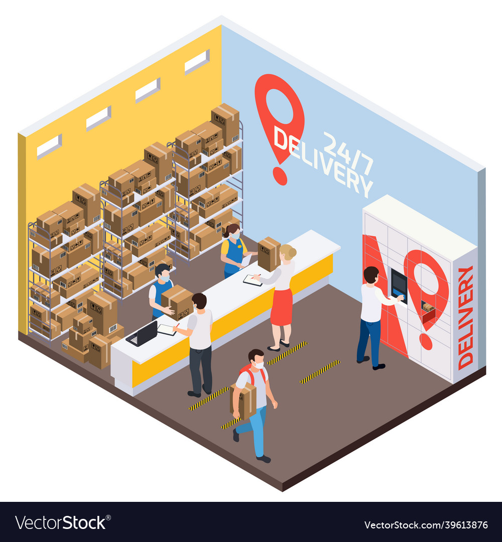 Delivery pickup point composition Royalty Free Vector Image