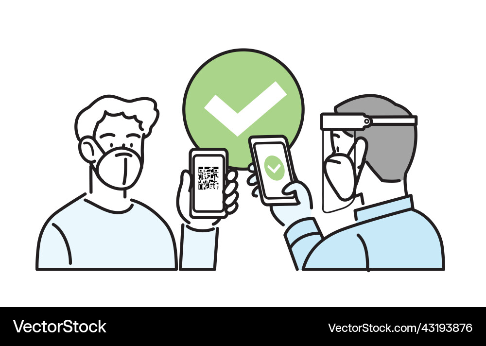 Digital sanitary covid pass check- man with mask Vector Image