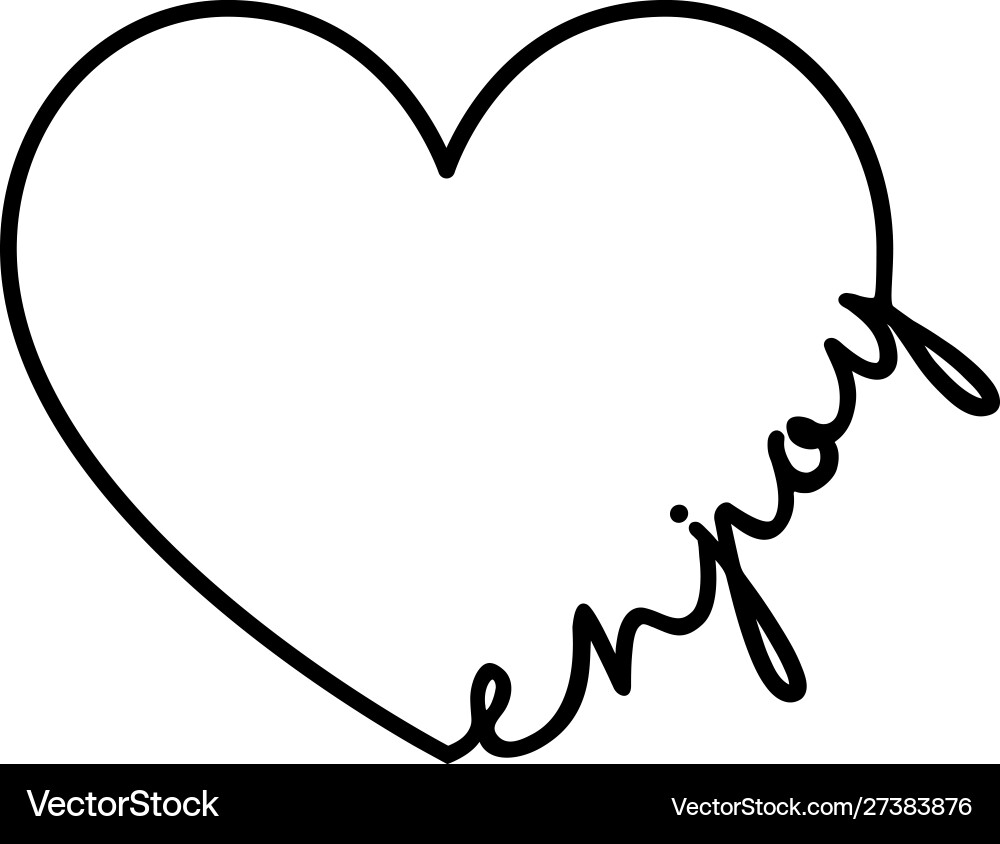 Enjoy - calligraphy word with hand drawn heart Vector Image