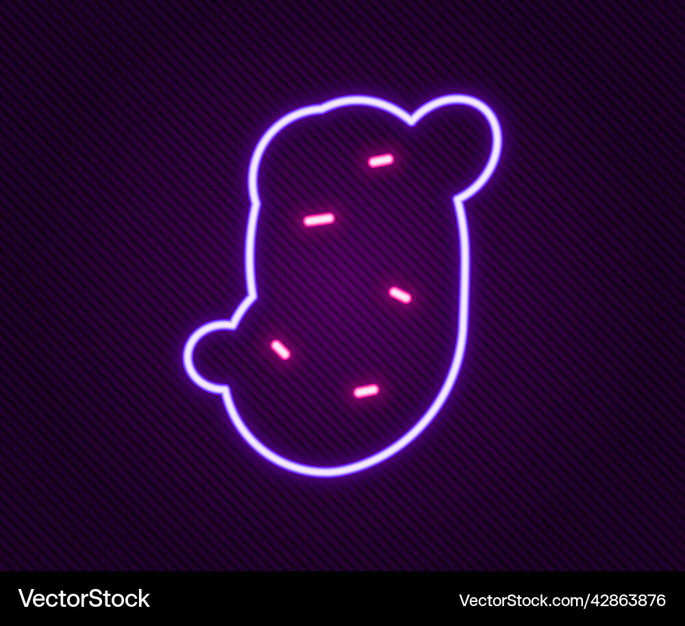 Glowing neon line potato icon isolated on black Vector Image