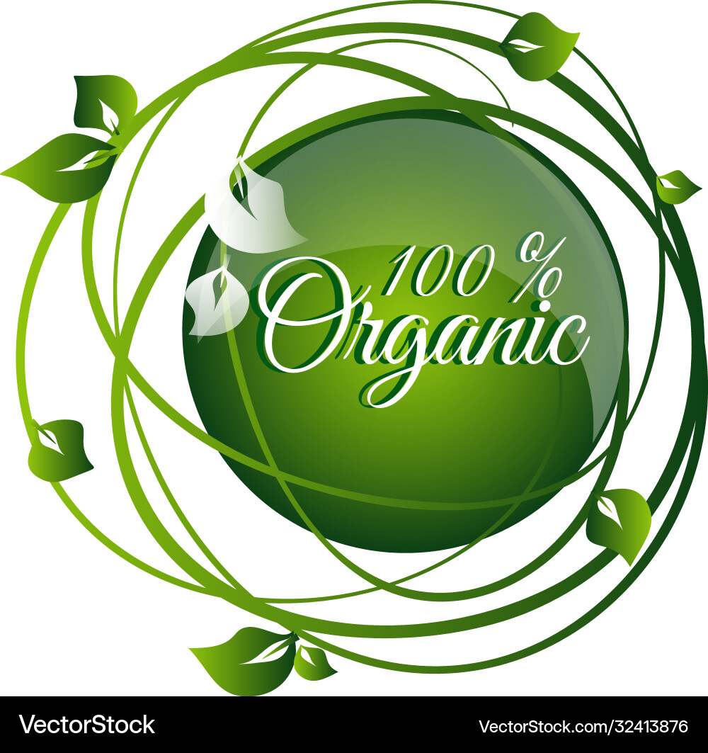 Green sign organic label or logo design template Vector Image