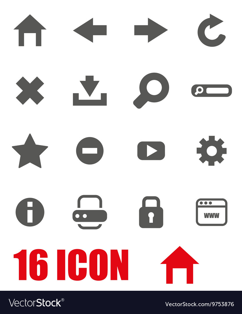 Grey browser icon set Royalty Free Vector Image