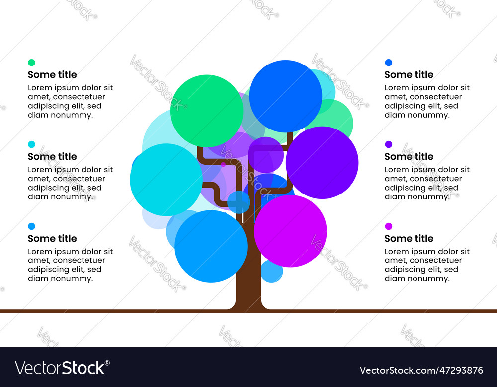 Infographic template abstract tree with 6 steps Vector Image