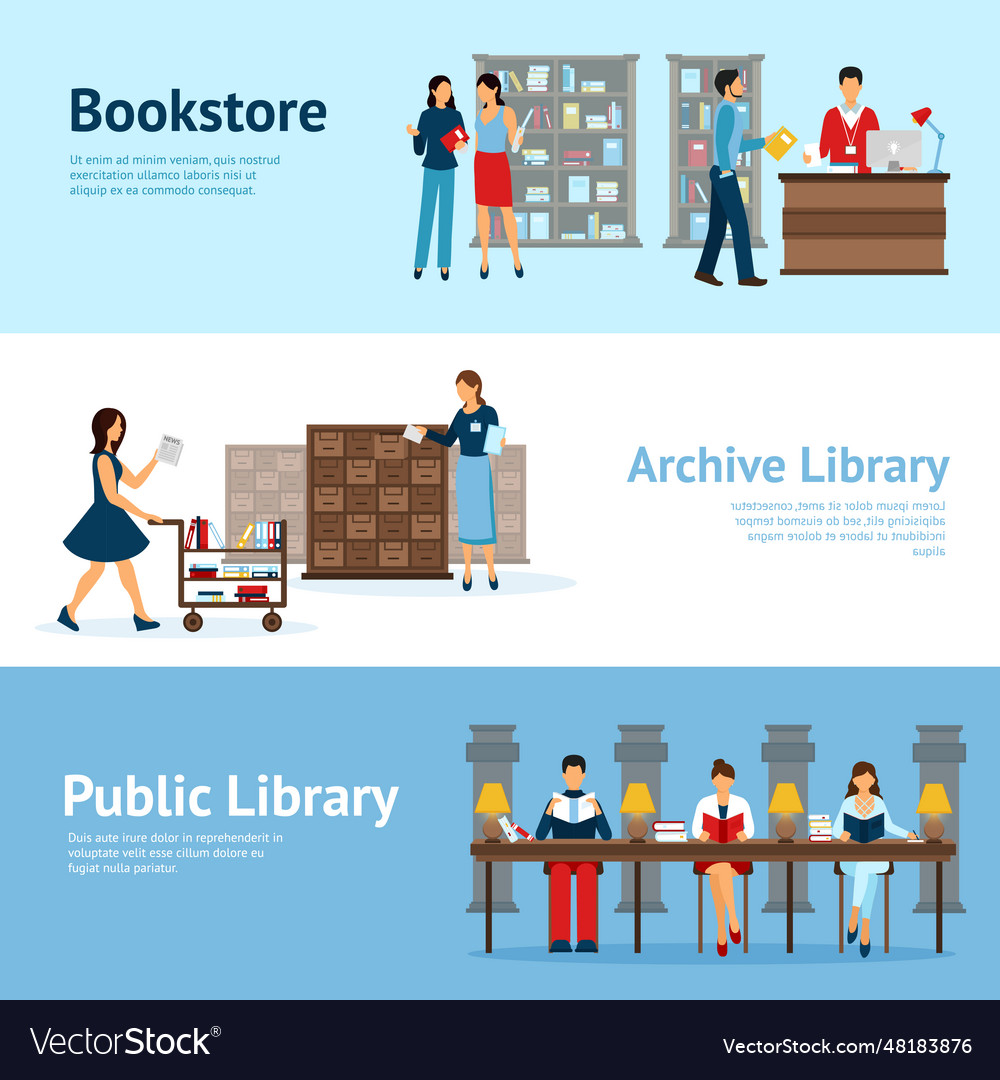 Library horizontal banners set horizontal Vector Image Library horizontal banners set horizontal Vector Image
