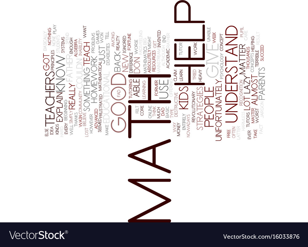 Math help text background word cloud concept Vector Image