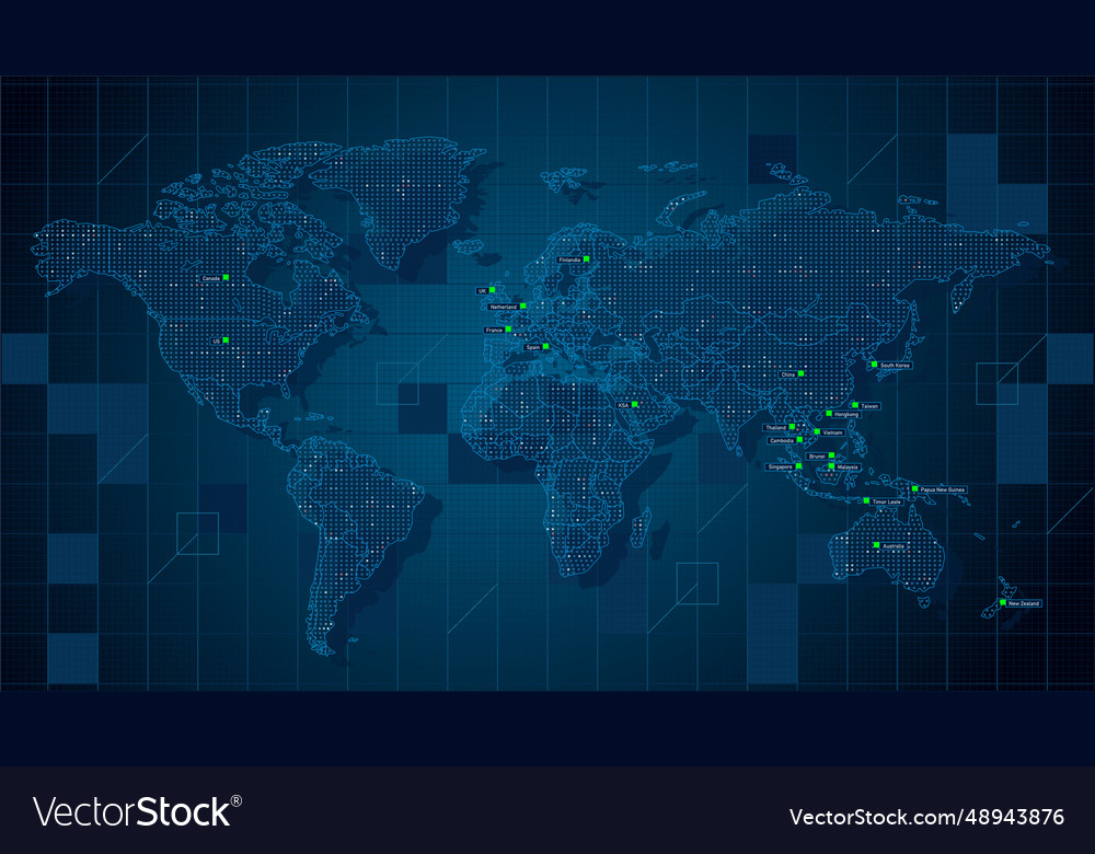 Modern tech world map cool blue abstrak map Vector Image