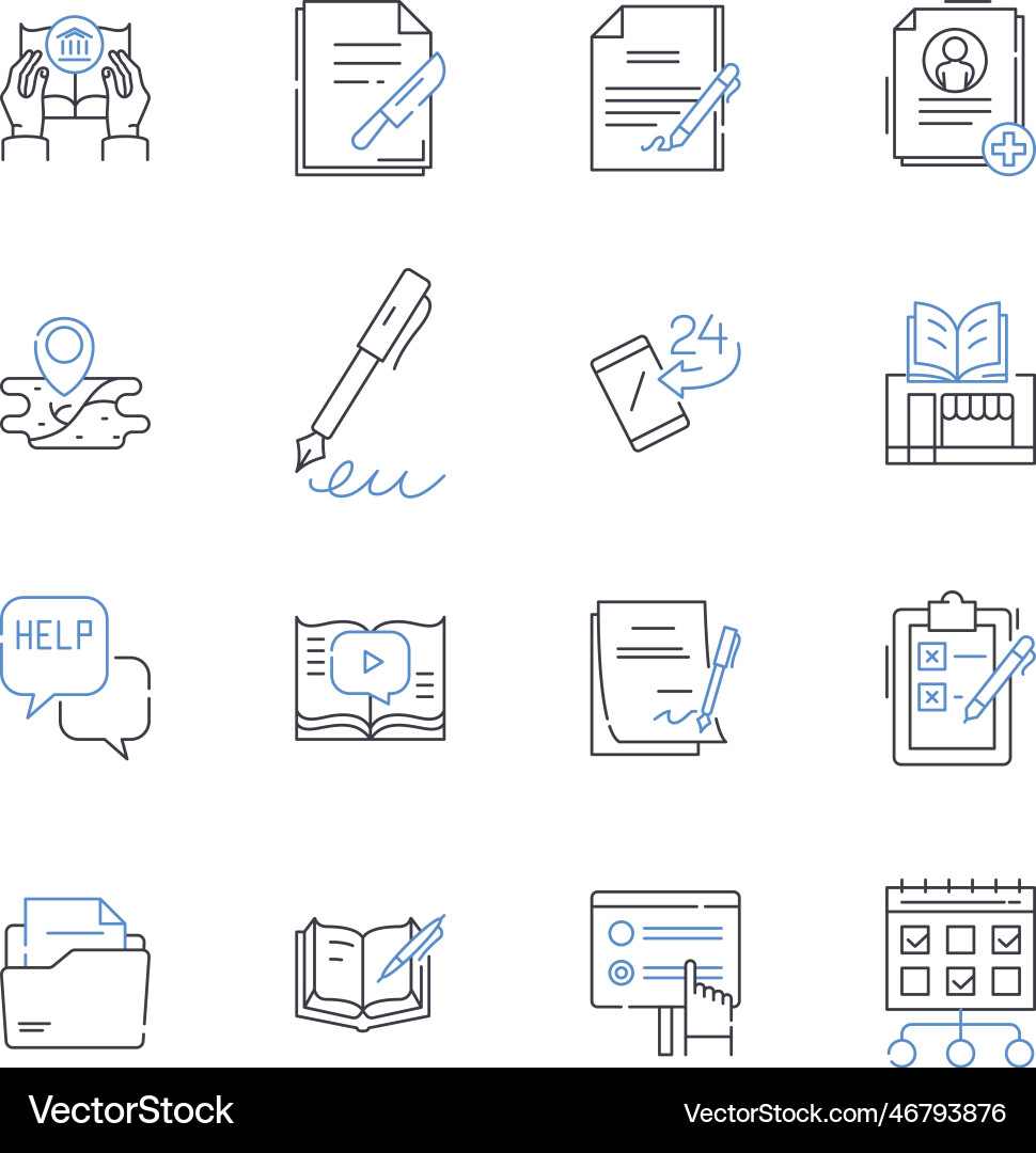 Pedagogical accessories line icons collection Vector Image