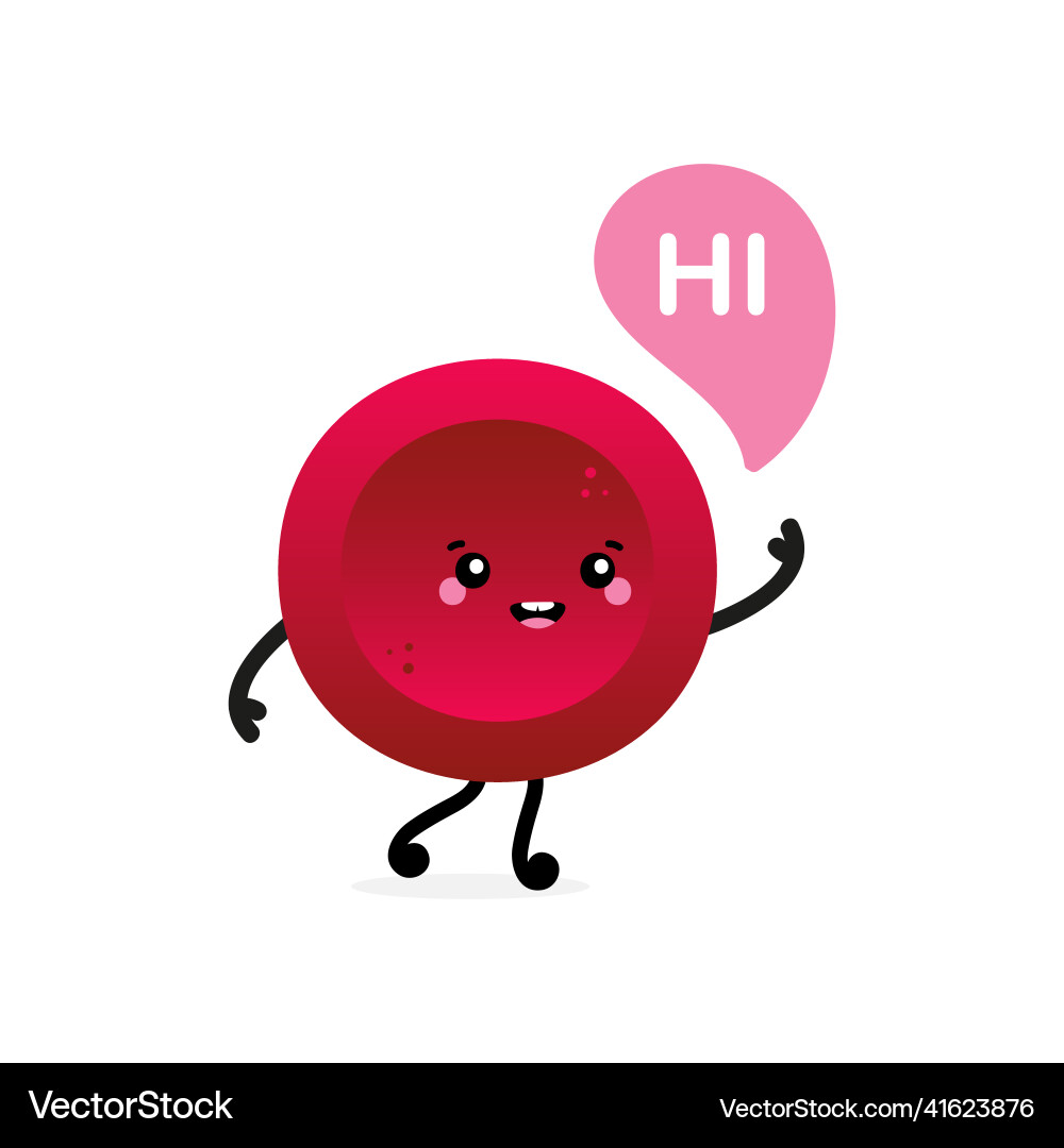 Red blood cell character saying hi hello Vector Image