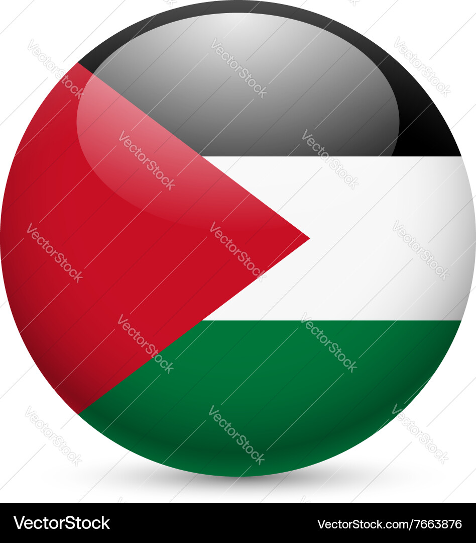 Round glossy icon of palestine Royalty Free Vector Image